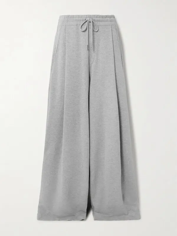 Dries Van Noten Pleated Wide-leg Cotton-jersey Track Pants
