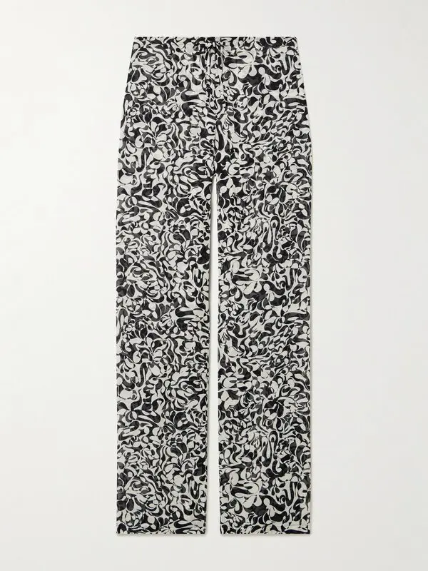 Dries Van Noten Printed Chiffon Straight-leg Pants