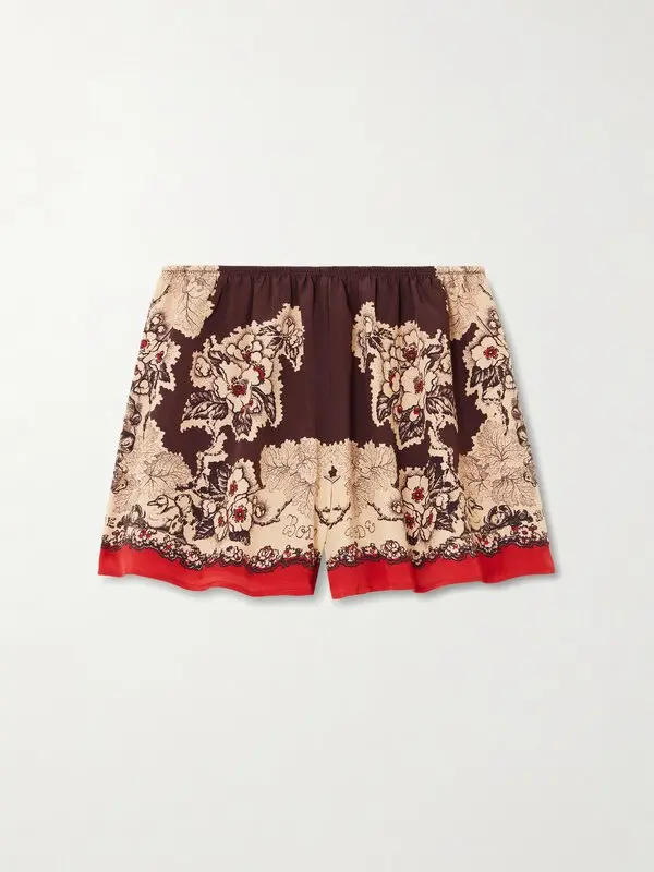 BODE Storybook Tap Printed Silk Shorts - Red
