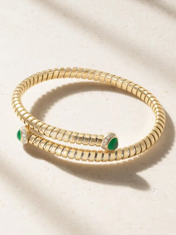 Marina B Trisolina Emerald And Diamond Bangle - Gold