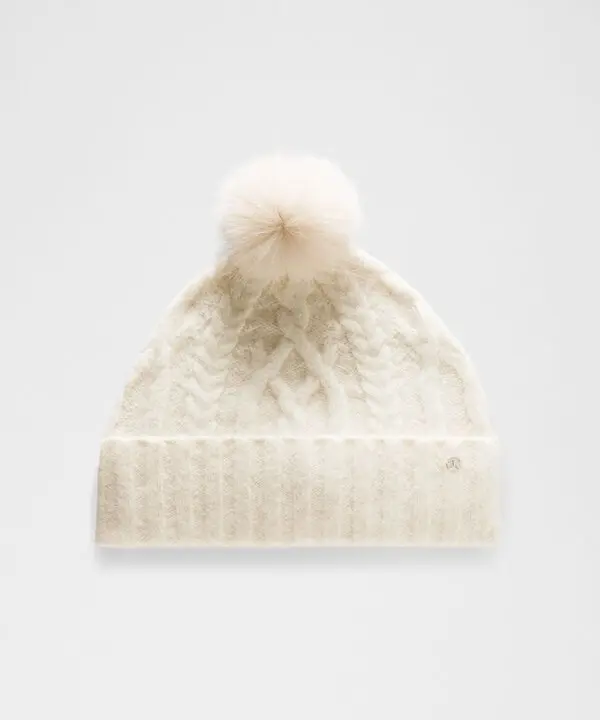 Lululemon Alpaca Wool-blend Cable-knit Pom Beanie - Light Ivory