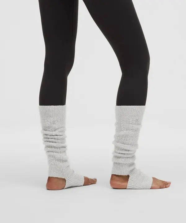 Lululemon Wool-blend Cable-knit Leg Warmers - Heathered Misty Grey