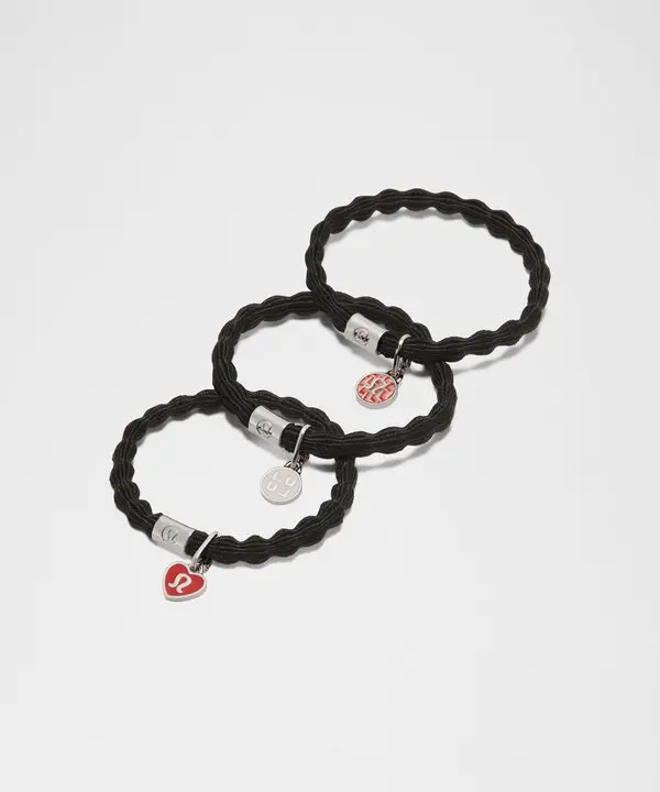 Lululemon Charm Hair Ties - Black/silver