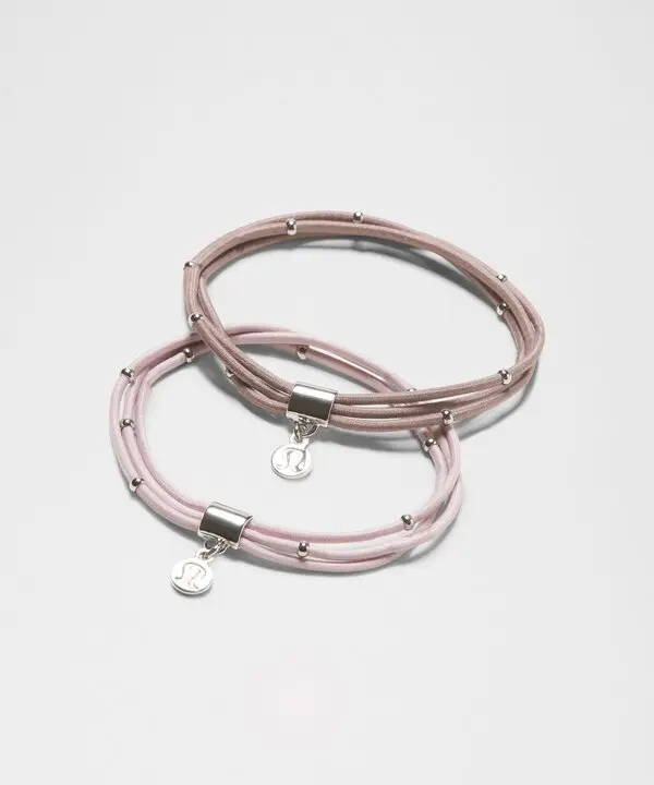 Lululemon Multi-band Charm Hair Elastics - Ashen Rose/porcelain Pink/silver