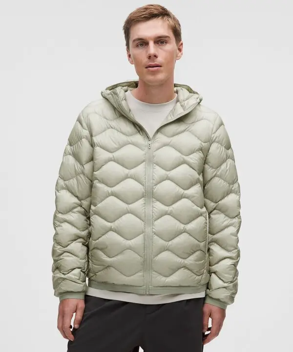 Lululemon Featherweight 900-down-fill Quilted Hooded Jacket - Fog Green