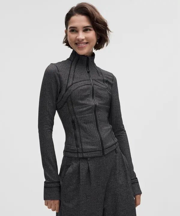 Lululemon Define Cropped Jacket - Heathered Herringbone Heathered Deep Coal Black