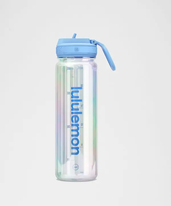 Lululemon Back To Life Clear Bottle 24oz Straw Lid - Iridescent/sinatra Blue