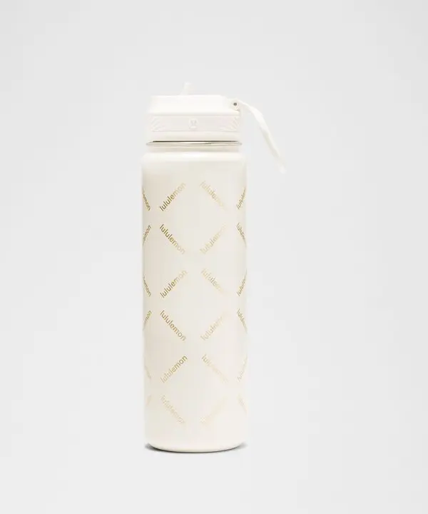 Lululemon Back To Life Sport Bottle 24oz Straw Lid - Light Ivory