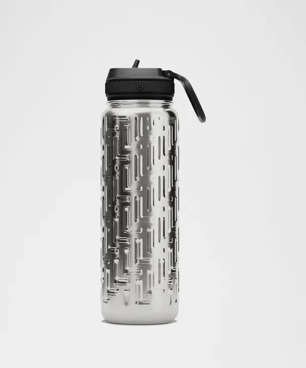 Lululemon Back To Life Sport Bottle 24oz Straw Lid - Stainless Steel/black