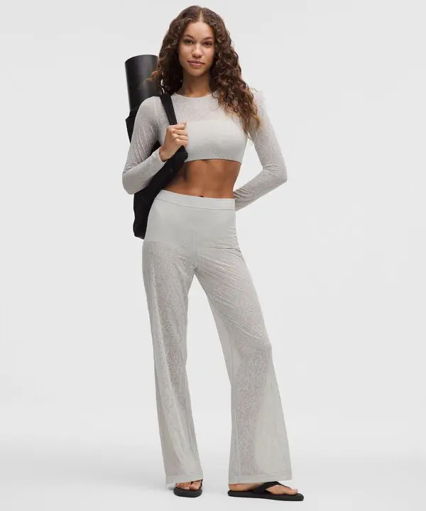 Lululemon Paisley Lace Jacquard High-rise Flared Pant - Paisley Lace Jacquard Dove Grey