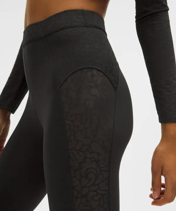 Lululemon Paisley Sheer Lace Jacquard Panelled High-rise 25" Leggings - Black/paisley Lace Jacquard Black