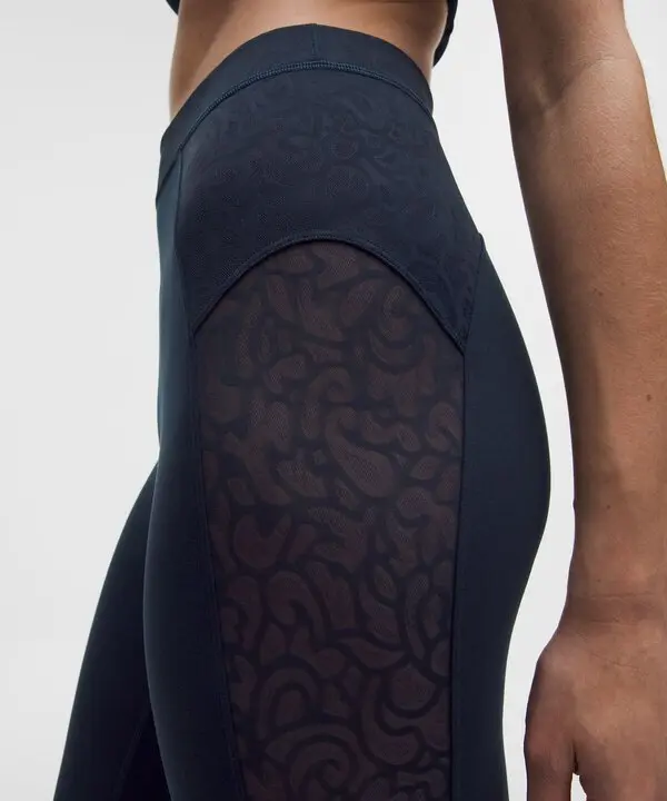 Lululemon Paisley Sheer Lace Jacquard Panelled High-rise 25" Leggings - True Navy/paisley Lace Jacquard True Navy