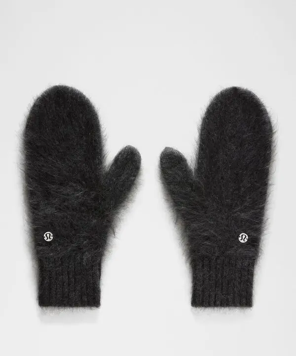 Lululemon Fuzzy Cashmere Mittens - Heathered Light Onyx