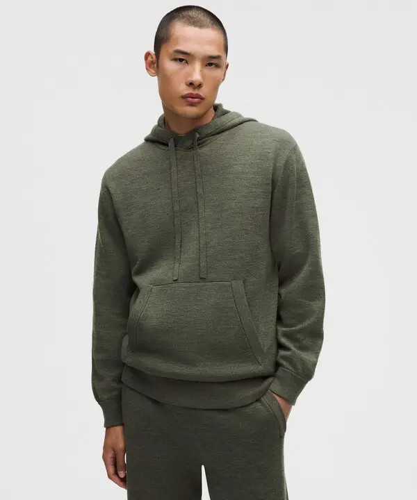 Lululemon Merino Wool Pullover Hoodie - Heathered Olive Brown