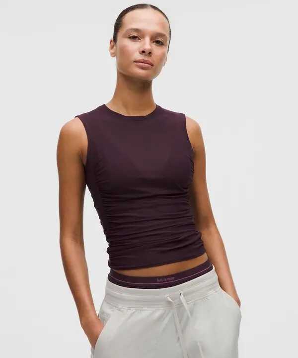Lululemon Mesh Ruched Tank Top - Black Plum