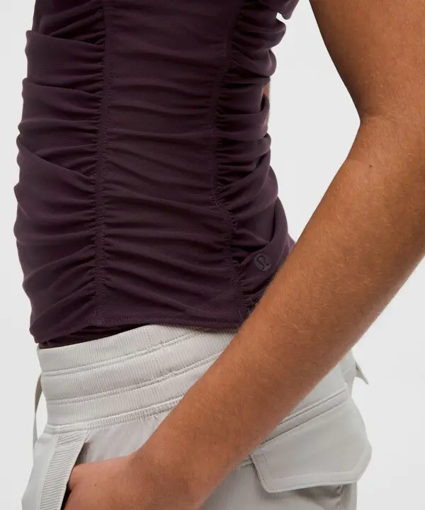 Lululemon Mesh Ruched Tank Top - Black Plum
