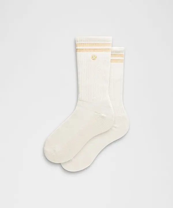 Lululemon Daily Essential Crew Socks - Light Ivory/gold