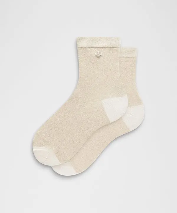 Lululemon Glitter Quarter Socks - Light Ivory