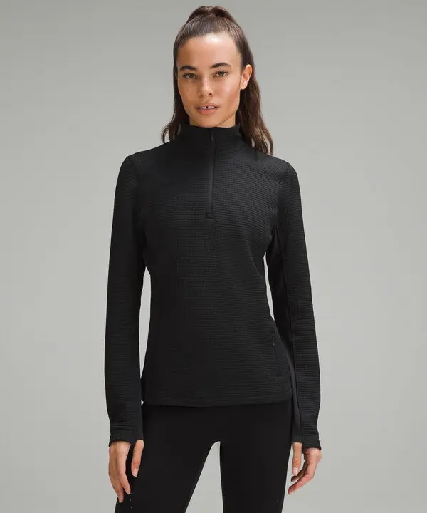 Lululemon Waffle-knit Half-zip Long-sleeve Shirt - Black
