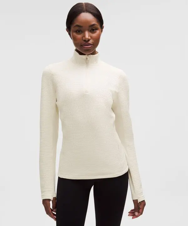 Lululemon Waffle-knit Half-zip Long-sleeve Shirt - Light Ivory