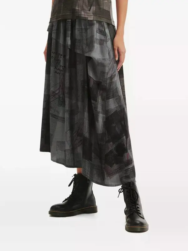 Y’s Newspaper-print Skirt
