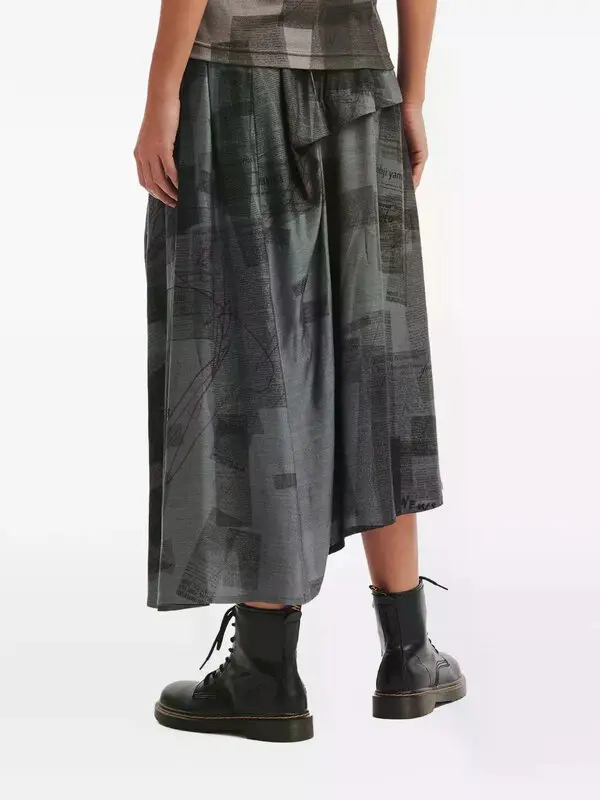 Y’s Newspaper-print Skirt