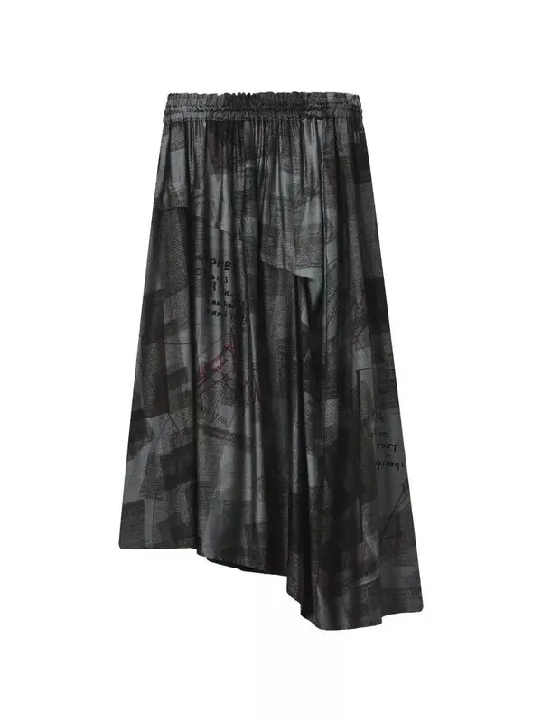 Y’s Newspaper-print Skirt
