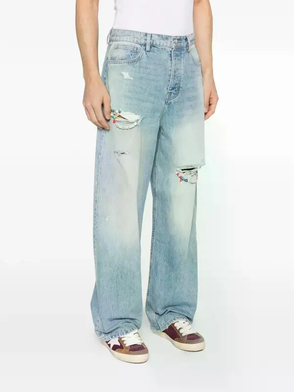 NAHMIAS Friendship Bead-embellished Distressed Denim Jeans