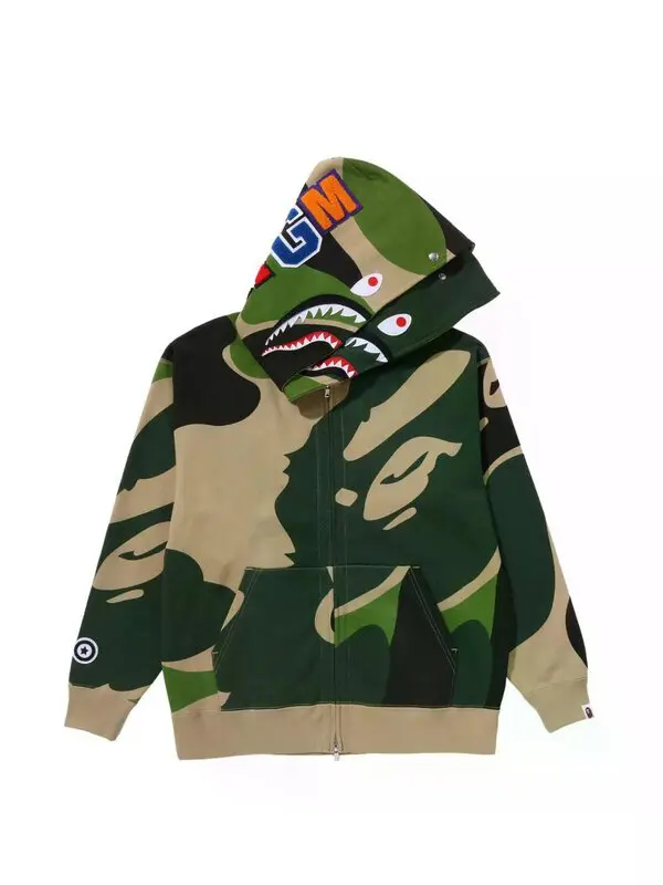 A BATHING APE Camouflage Shark Hoodie - Green