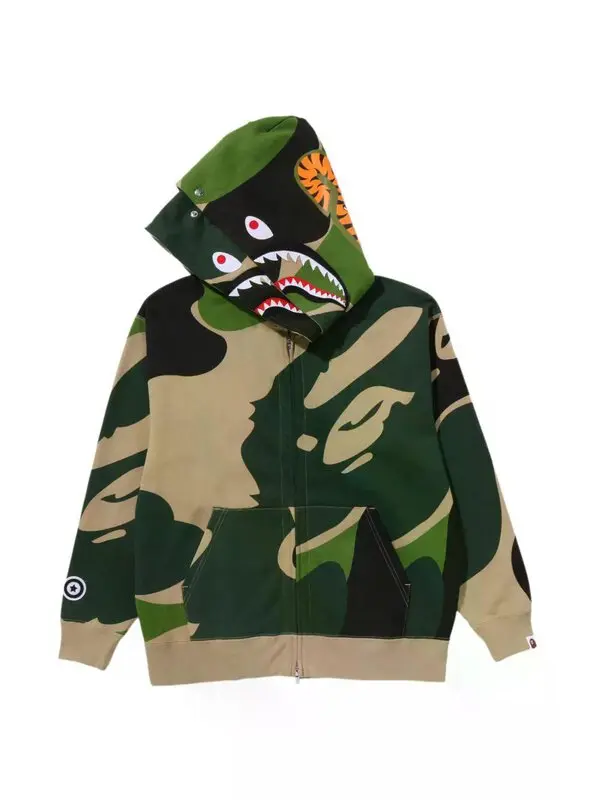A BATHING APE Camouflage Shark Hoodie - Green