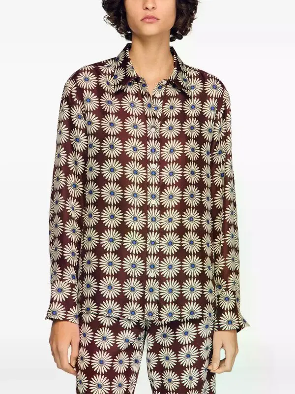Sandro Floral-print Silk Shirt