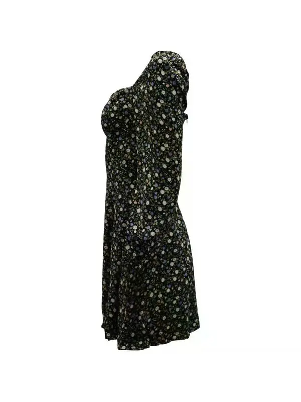 REFORMATION Floral Print Square-neck Mini Dress - Black