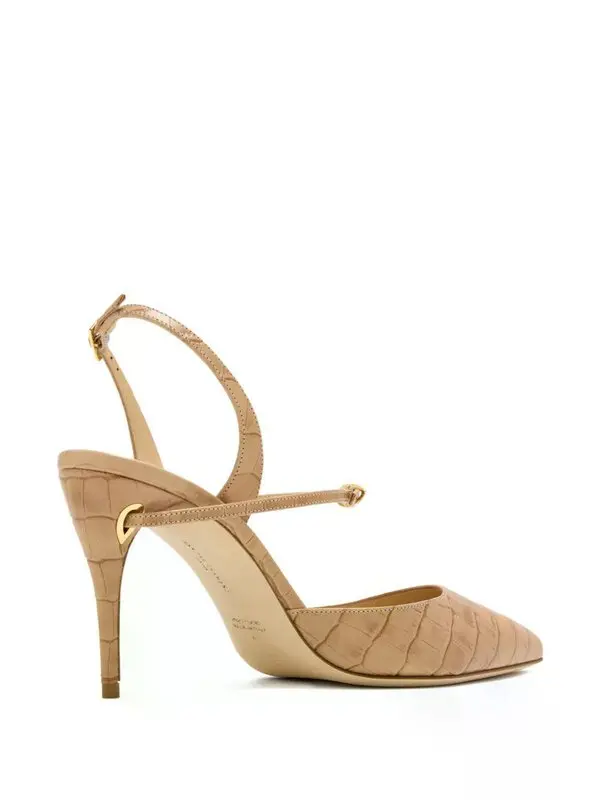 Jennifer Chamandi Vittorio Crocodile-effect Buckled Pumps