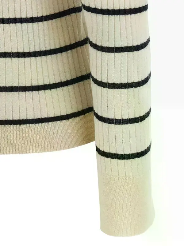 Max Mara Gitano Striped Ribbed Polo Top