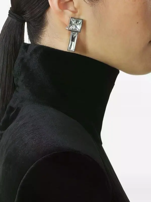 LANVIN Crystal-embellished Bar Clip-on Earrings