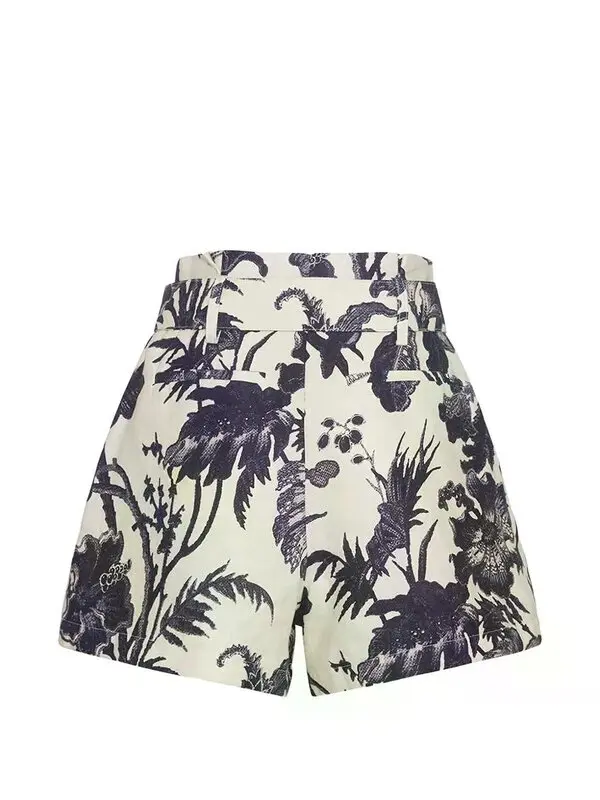 Cara Cara Palmer Floral-pattern Buckled Shorts - Neutrals