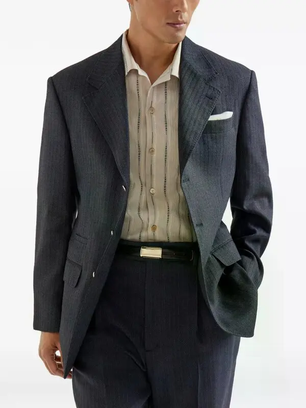 Brunello Cucinelli Long-sleeves Blazer - Blue