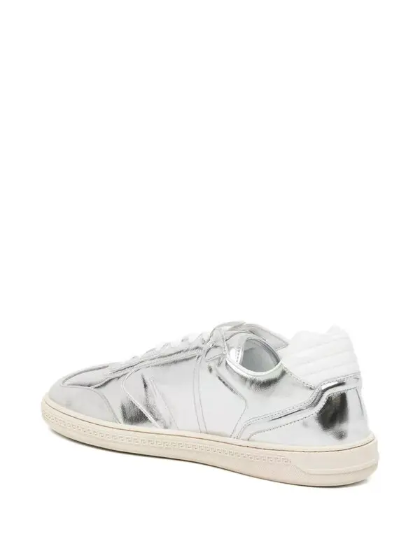 Versace Greca Court Metallic Leather & Suede Trainers