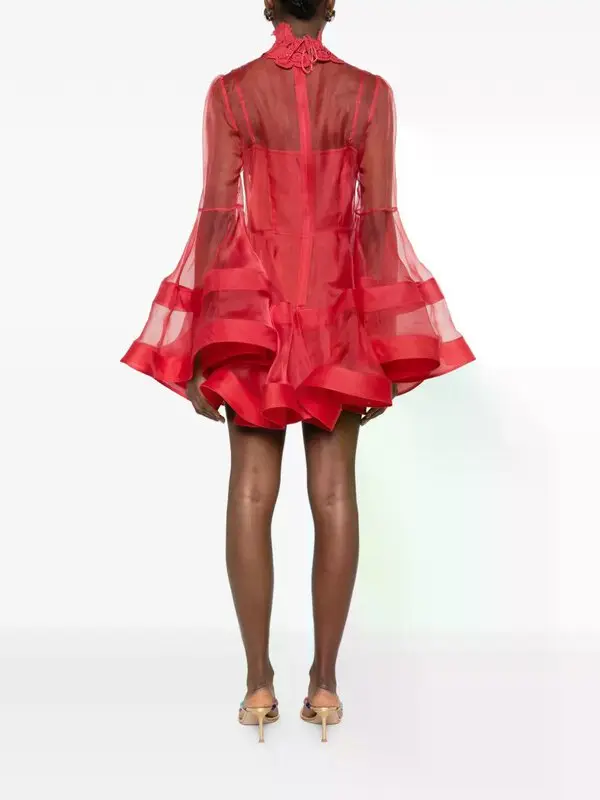 Zimmermann Rebellion Lantern Mini Dress With Lace Collar