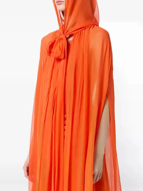 Blumarine Hooded Cape With Ruffle Detail