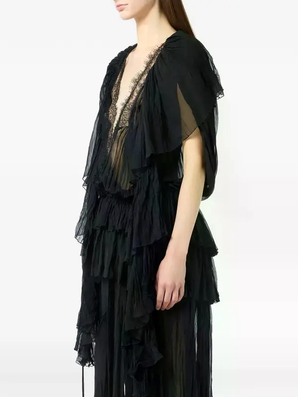 Blumarine Ruffled Lace Dress - Black