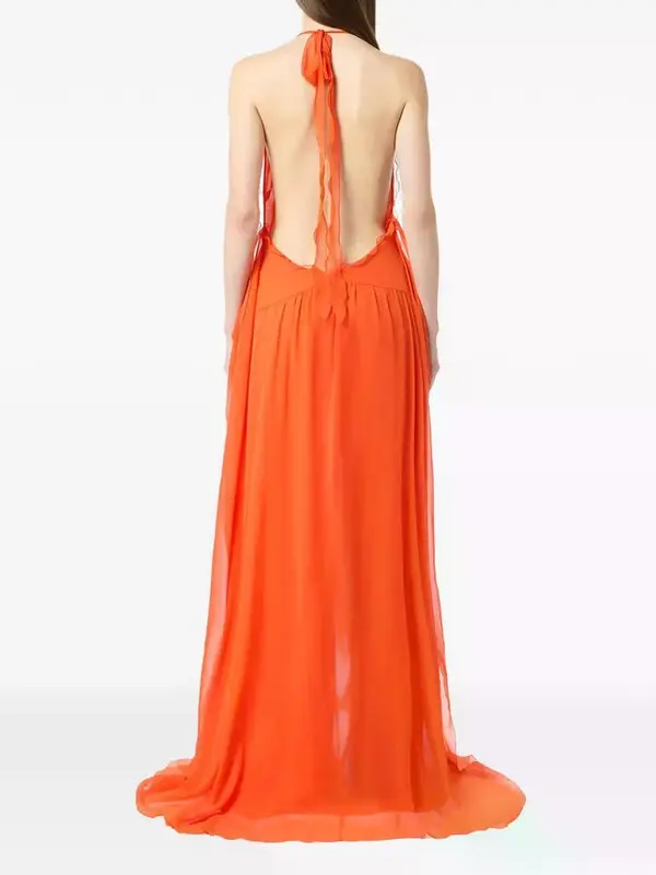 Blumarine Floral Ruffled Dress - Orange