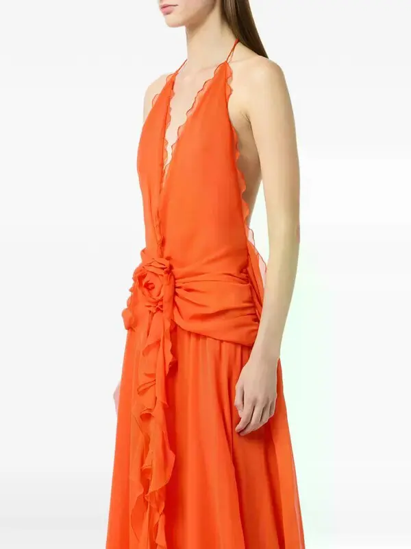 Blumarine Floral Ruffled Dress - Orange