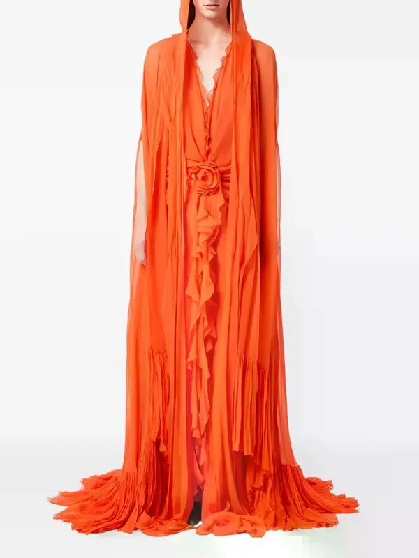 Blumarine Floral Ruffled Dress - Orange