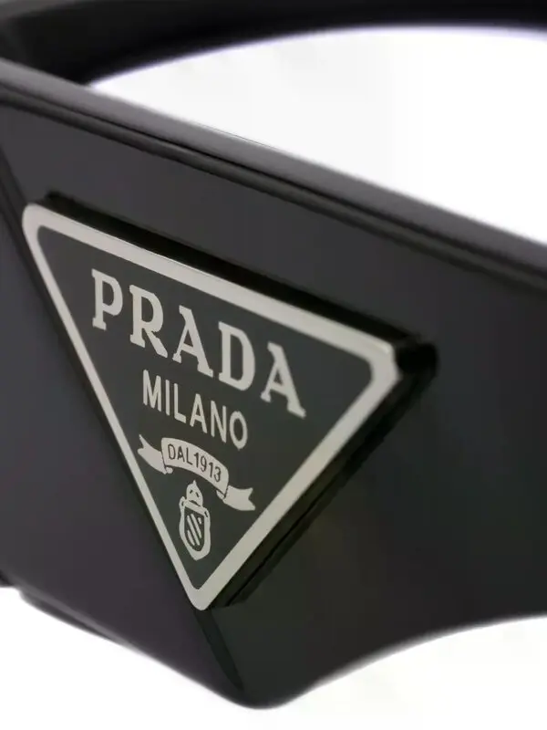 Prada Rectangle-frame Sunglasses With Triangle Logo - Black