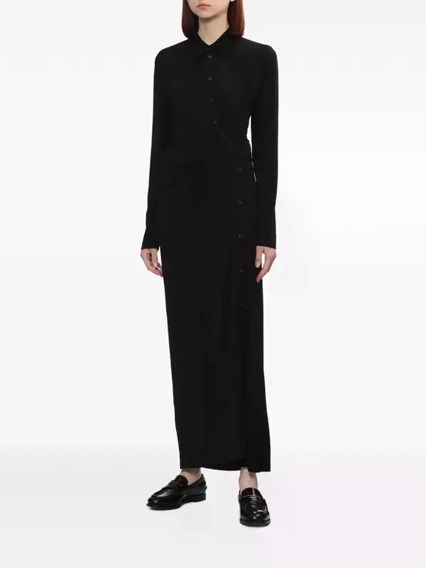 Helmut Lang Twisted Long-sleeve Maxi Shirt Dress - Black