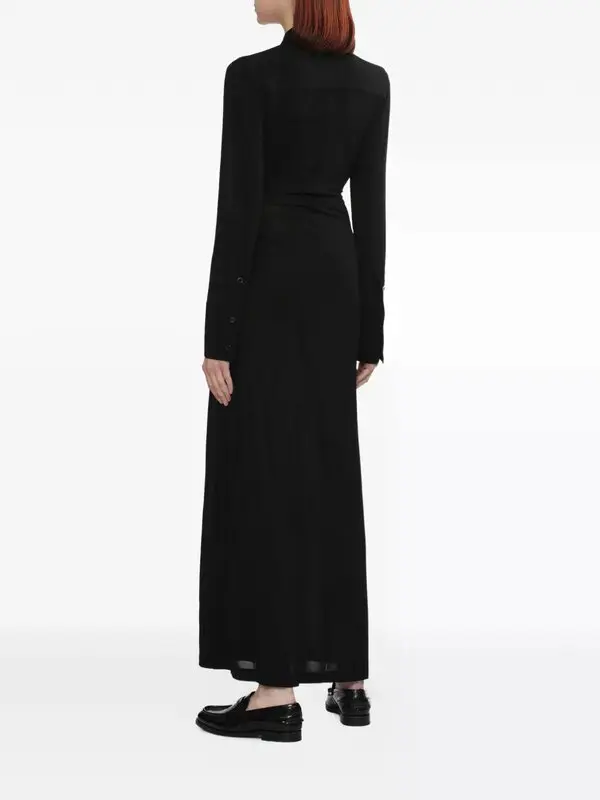 Helmut Lang Twisted Long-sleeve Maxi Shirt Dress - Black