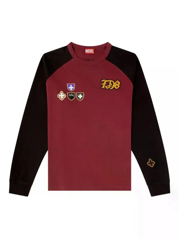 DIESEL® Appliqué Raglan Long Sleeve T-shirt
