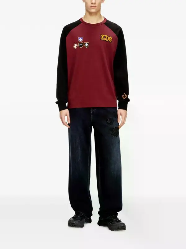 DIESEL® Appliqué Raglan Long Sleeve T-shirt