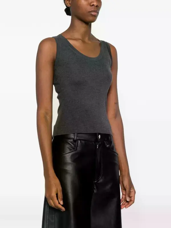IVORY PARIS Ribbed Sleeveless Scoop Neck Tank Top